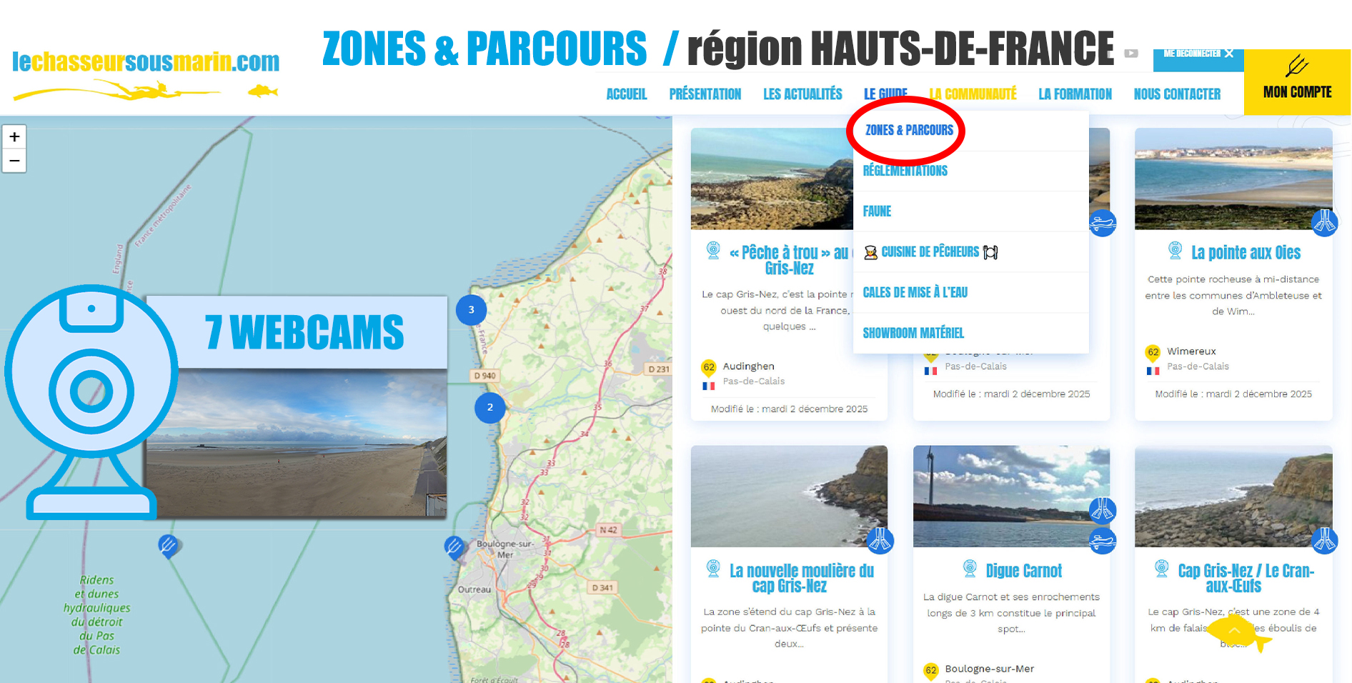 🌅 Découvrez les webcams sur les zones & parcours de chasse sous-marine ...